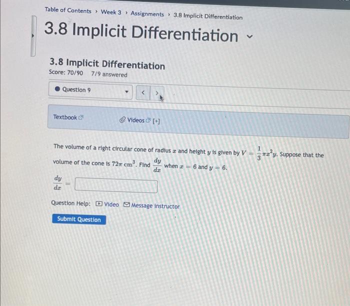 Solved Table of Contents Week 3 Assignments 3.8 Implicit | Chegg.com