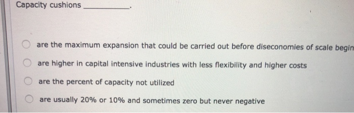 Solved Capacity cushions are the maximum expansion that | Chegg.com