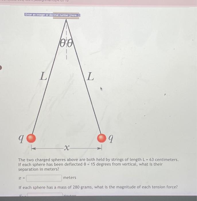 Solved The two charged spheres above are both held by | Chegg.com
