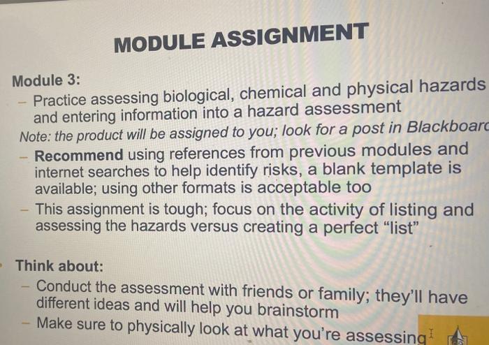 Module 3: - Practice assessing biological, chemical | Chegg.com