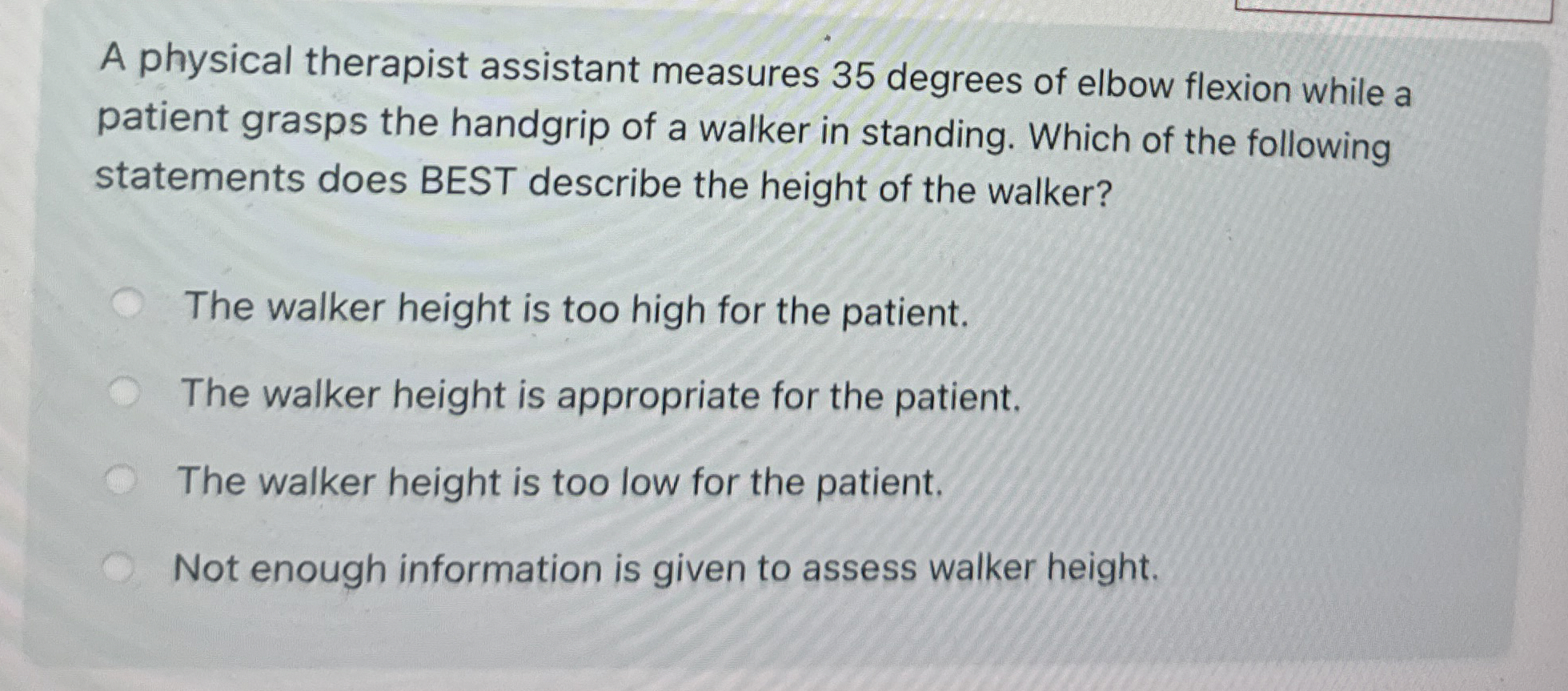 Solved A physical therapist assistant measures 35 ﻿degrees | Chegg.com
