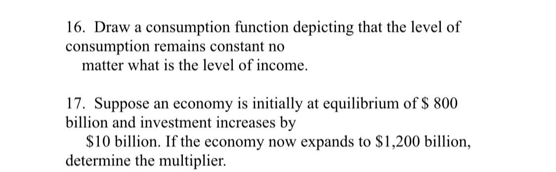 Solved Draw a consumption function depicting that the level | Chegg.com