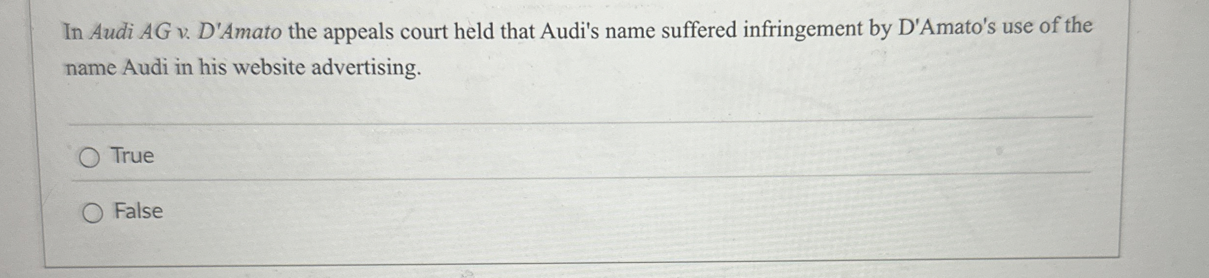 Solved In Audi AGv. D'Amato the appeals court held that | Chegg.com