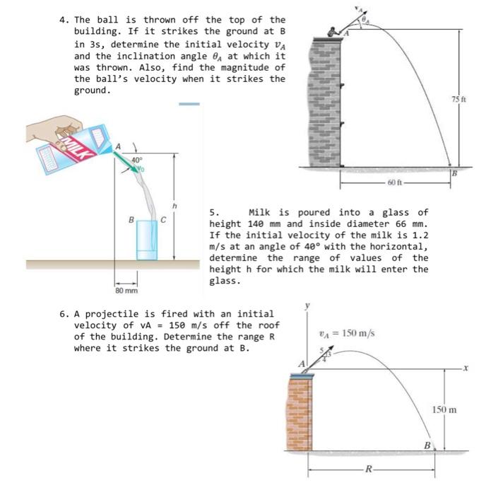 Solved 4. The ball is thrown off the top of the building. If | Chegg.com