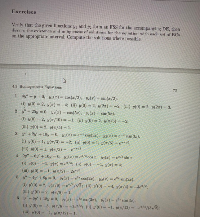 Solved Exercises Verify that the given functions y, and y2 | Chegg.com