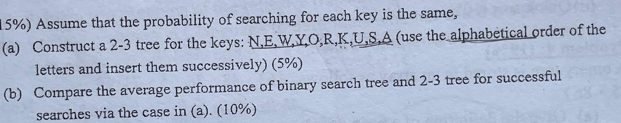 Solved 15% ) ﻿Assume that the probability of searching for | Chegg.com