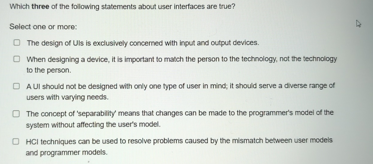 Solved Which three of the following statements about user | Chegg.com