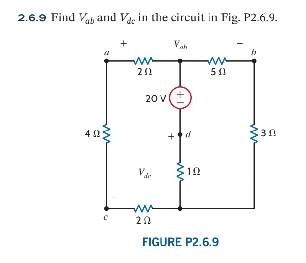 Solved 2.6.9 ﻿Find Vab ﻿and Vdc ﻿in the circuit in Fig. | Chegg.com