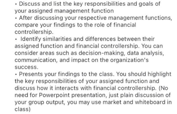 Solved - Discuss and list the key responsibilities and goals | Chegg.com