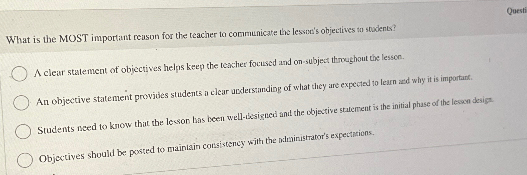 Solved What is the MOST important reason for the teacher to | Chegg.com