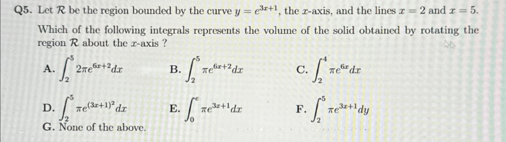 Solved Q5. ﻿Let R ﻿be the region bounded by the curve | Chegg.com