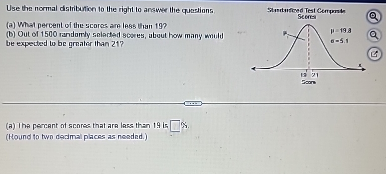 Solved Use the normal distribution to the right to answer | Chegg.com