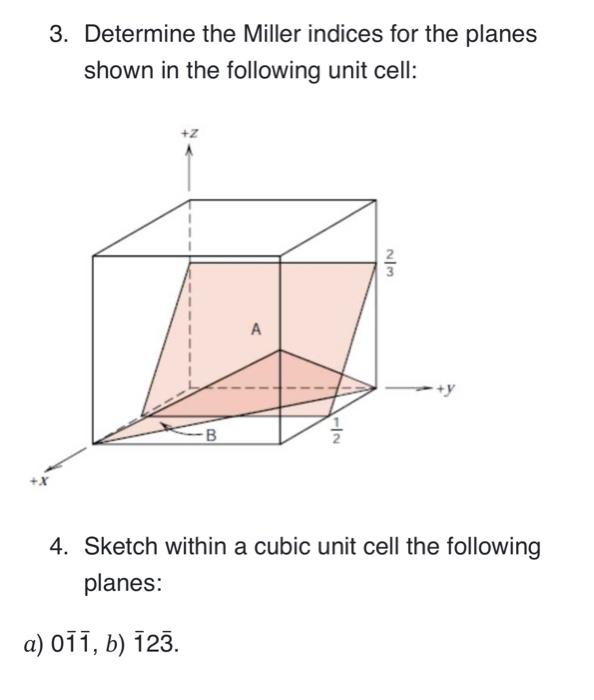 Solved 3. Determine the Miller indices for the planes shown | Chegg.com