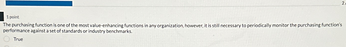 Solved 1 ﻿pointThe purchasing function is one of the most | Chegg.com