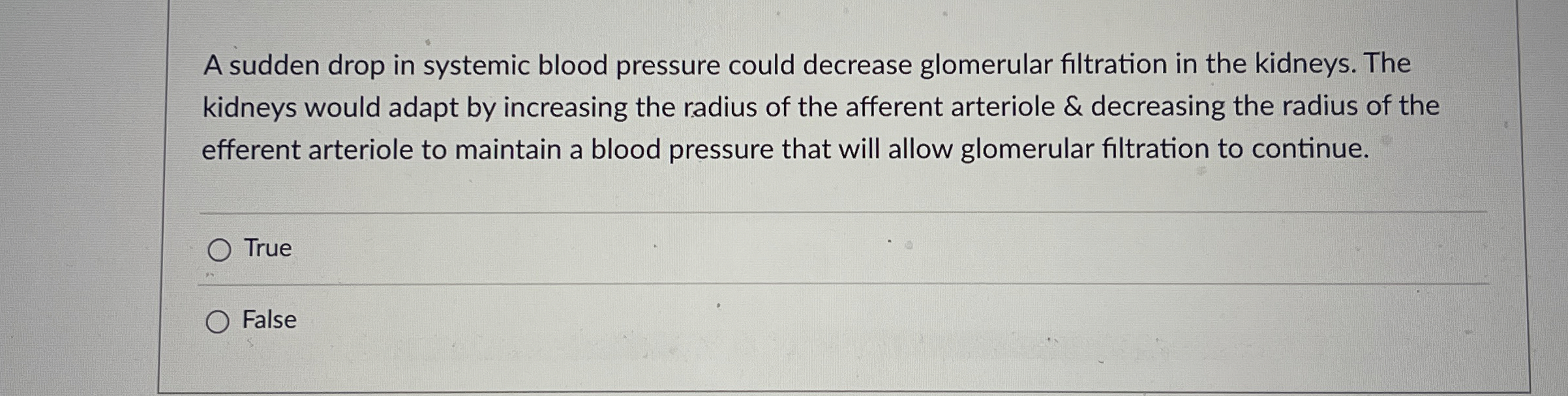Solved A sudden drop in systemic blood pressure could | Chegg.com