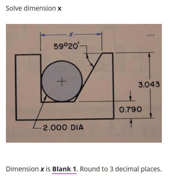 Solve Dimension x; Dimension x is Blank 1. ﻿Round to | Chegg.com