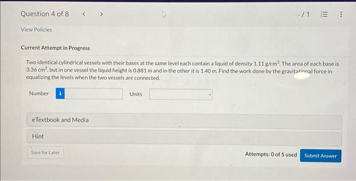 Solved Two identical cylindrical vessels with their bases at | Chegg.com