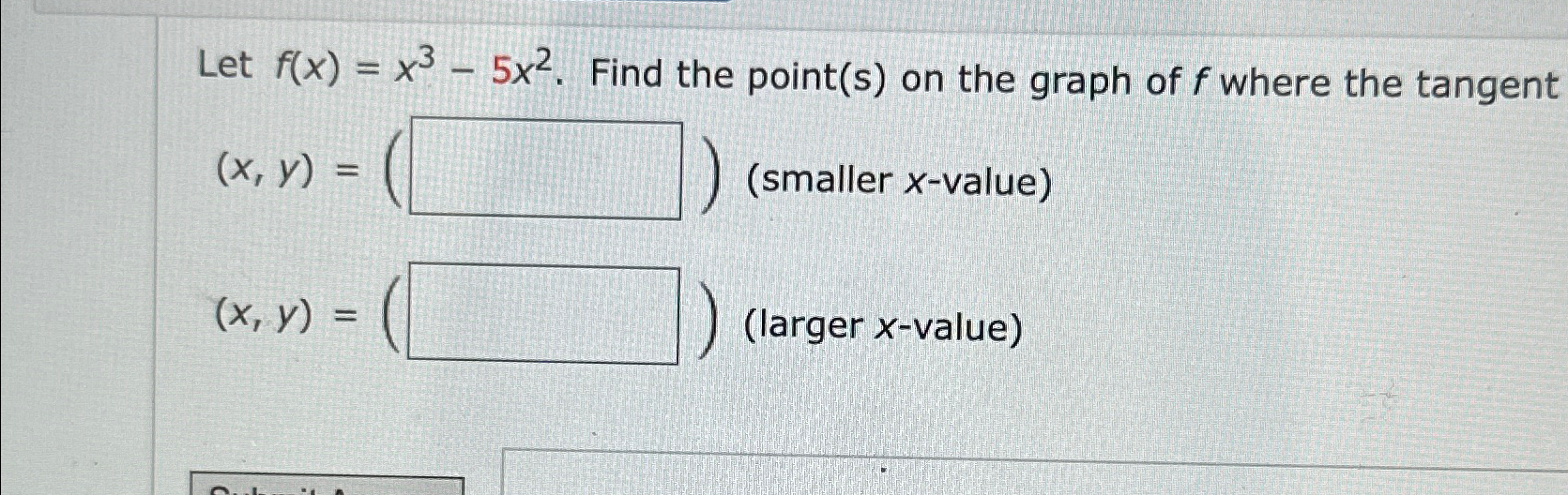 Solved Let f(x)=x3-5x2. ﻿Find the point(s) ﻿on the graph of | Chegg.com