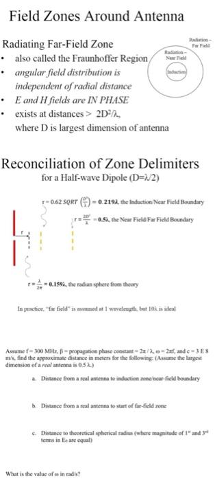 Solved Field Zones Around Antenna Radiating Far-Field Zone • | Chegg.com