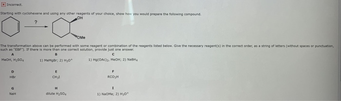 Practice Problem 13.296 Starting with cyclohexene and | Chegg.com