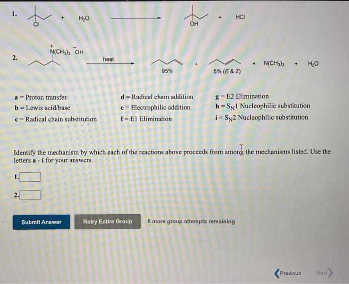 Solved identify the mechanism by which each of the reactions | Chegg.com