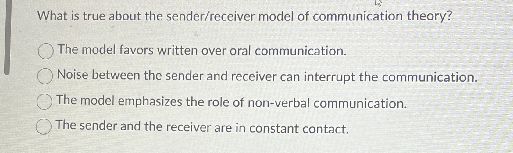 Solved What is true about the sender/receiver model of | Chegg.com