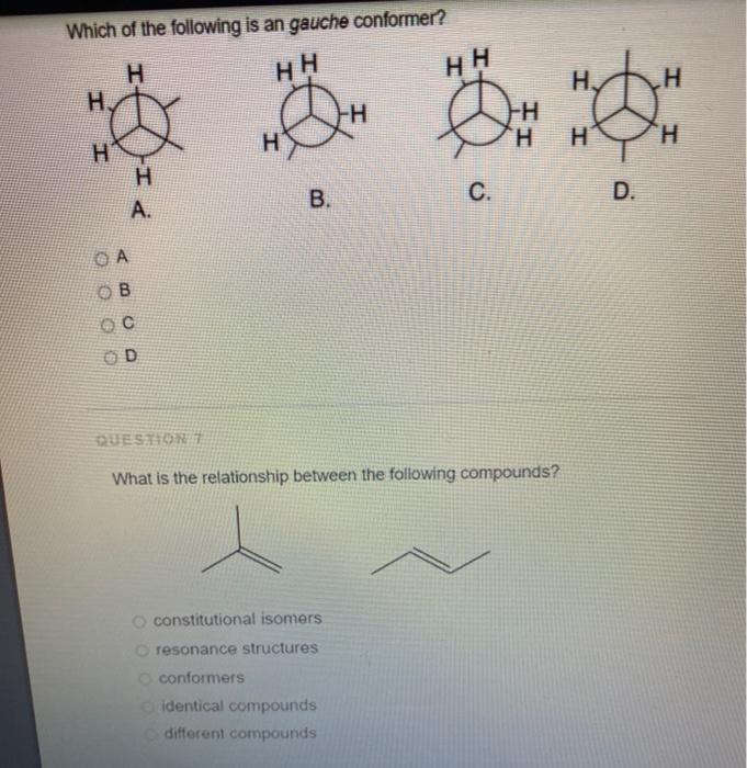 Solved Which of the following is an gauche conformer? Н HH | Chegg.com