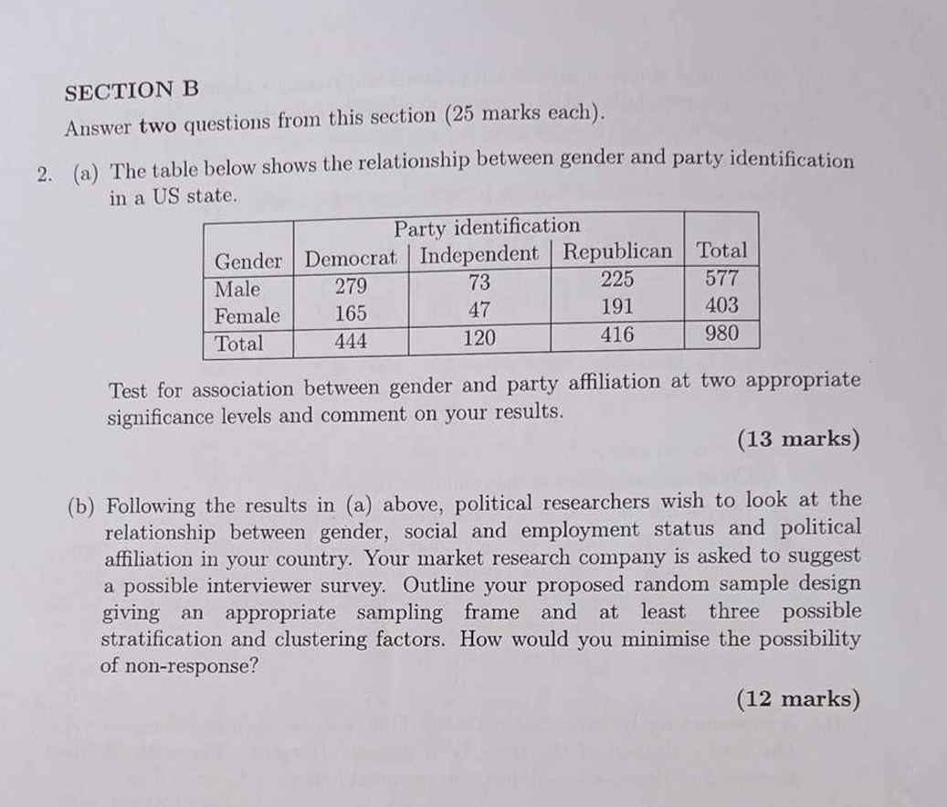 Solved SECTION BAnswer two questions from this section (25 | Chegg.com