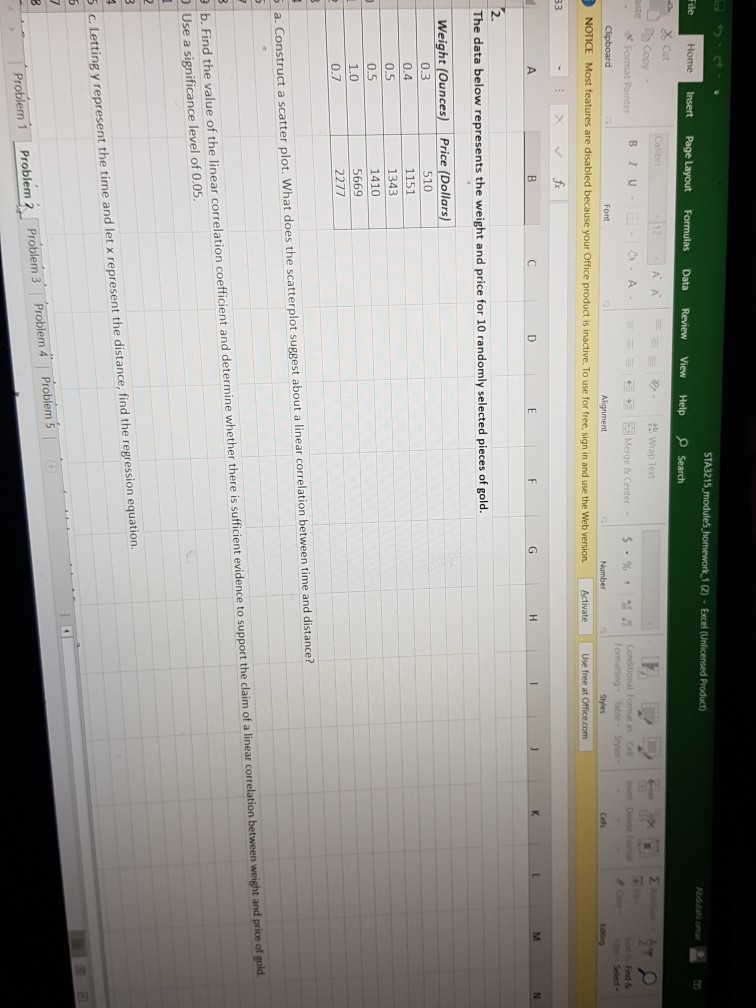 Solved About STA3215_module_homework 1 (2) - Excel | Chegg.com