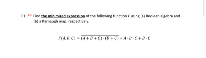 Solved P1. Spts Find the minimized expression of the | Chegg.com