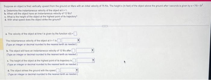 Solved Suppose an object is fired vertically upward from the | Chegg.com