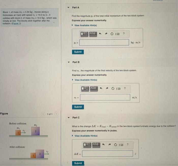 Solved Block 1, of mass m1=4.30 kg, moves along a | Chegg.com