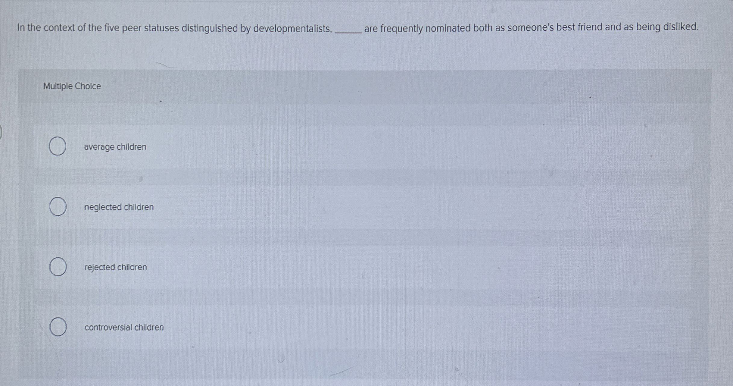 Solved In the context of the five peer statuses | Chegg.com