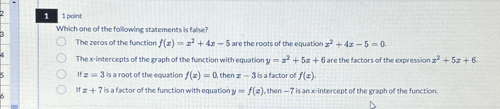 Solved 1 ﻿pointWhich one of the following statements is | Chegg.com