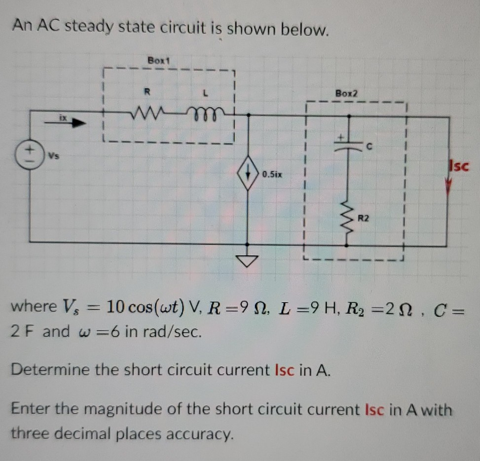 Solved An AC steady state circuit is shown below. Bori Box2 | Chegg.com