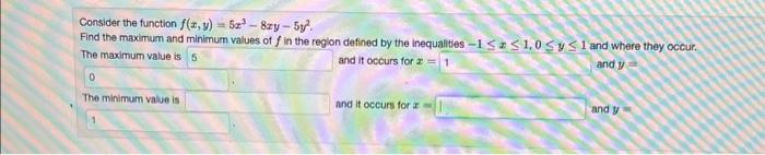 Solved Consider the function f(x,y)=5x3−8xy−5y2. Find the | Chegg.com