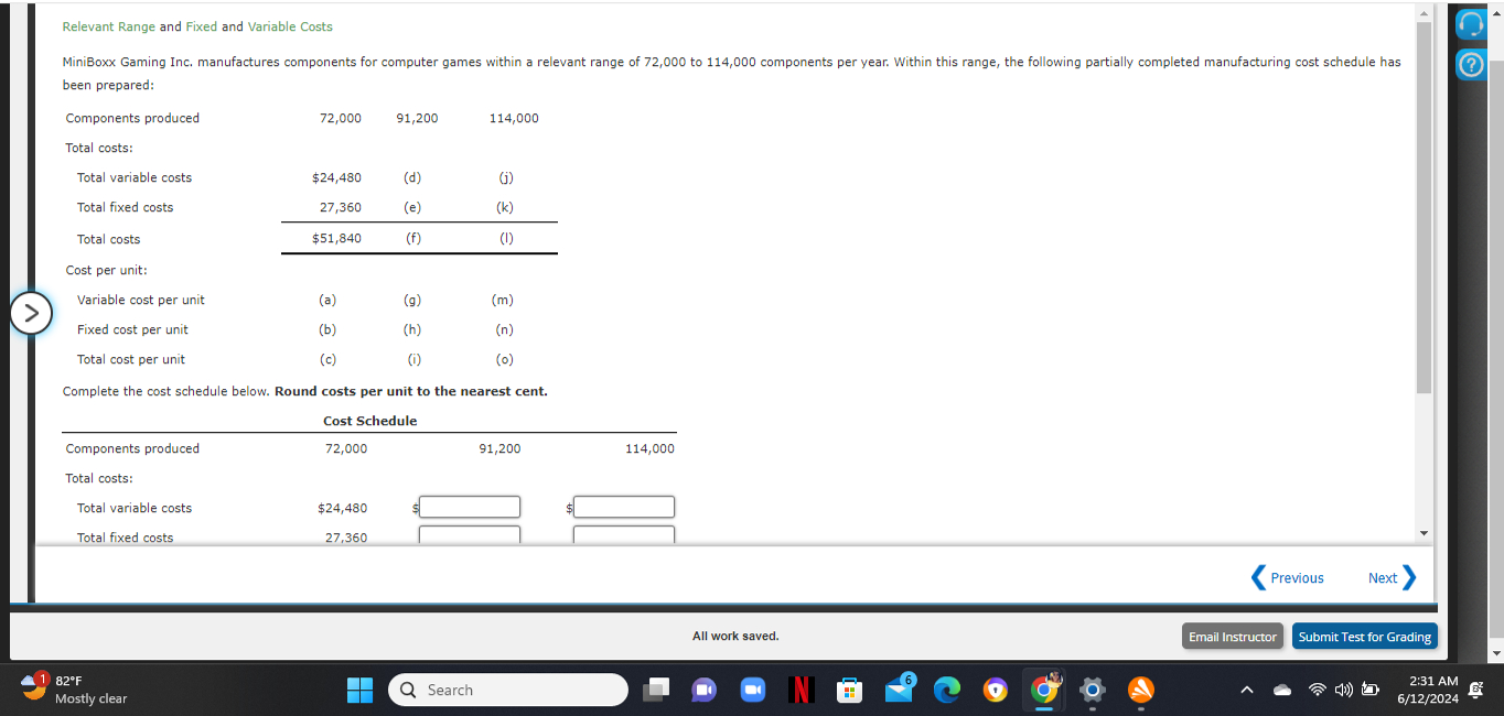 Solved Relevant Range and Fixed and Variable CostsMiniBoxx | Chegg.com