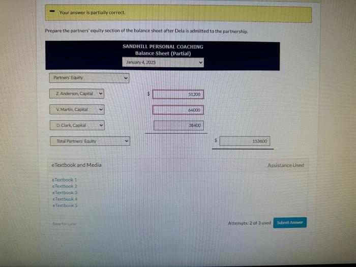 Solved prepare the partners equity section of the balance | Chegg.com