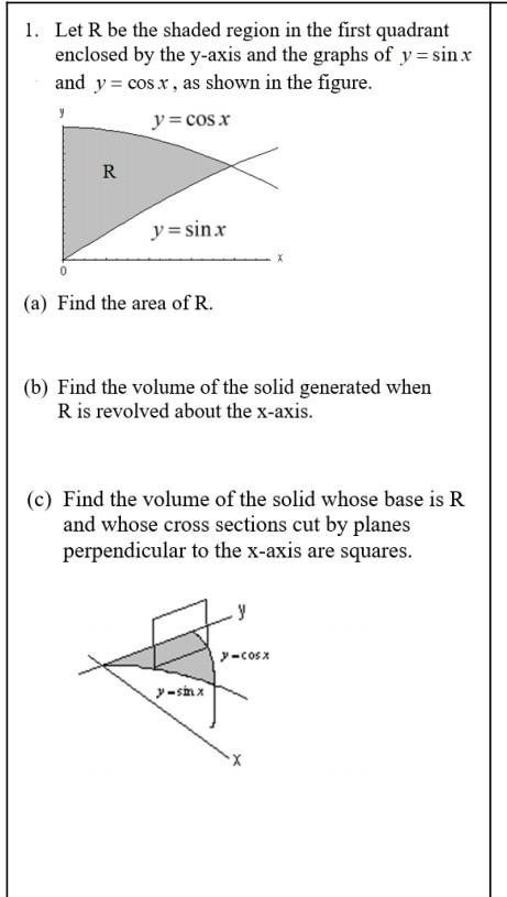 Solved 1 Let R Be The Shaded Region In The First Quadrant