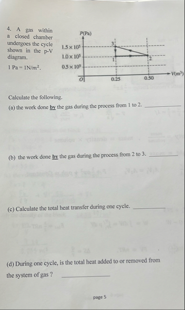 Solved A gas within a closed chamber undergoes the cycle | Chegg.com