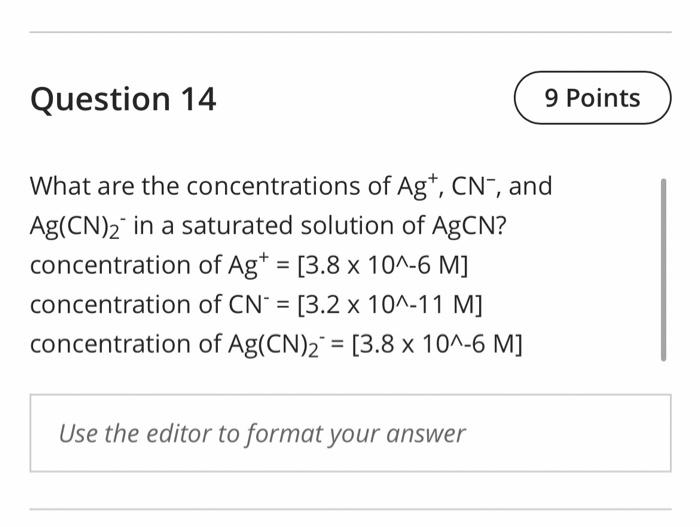 Solved What are the concentrations of Ag+,CN−, and | Chegg.com