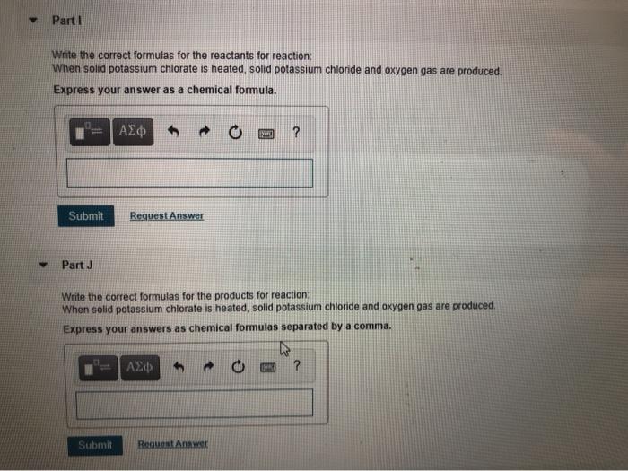 Solved Part A Write the correct formulas for the reactants | Chegg.com