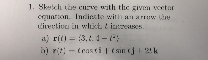 Solved 1. Sketch the curve with the given vector equation. | Chegg.com