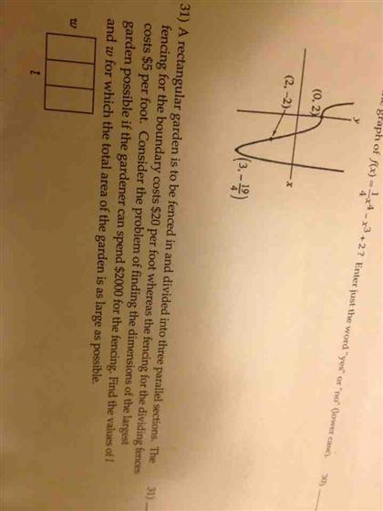 A rectangular garden is to be fenced in and divided | Chegg.com