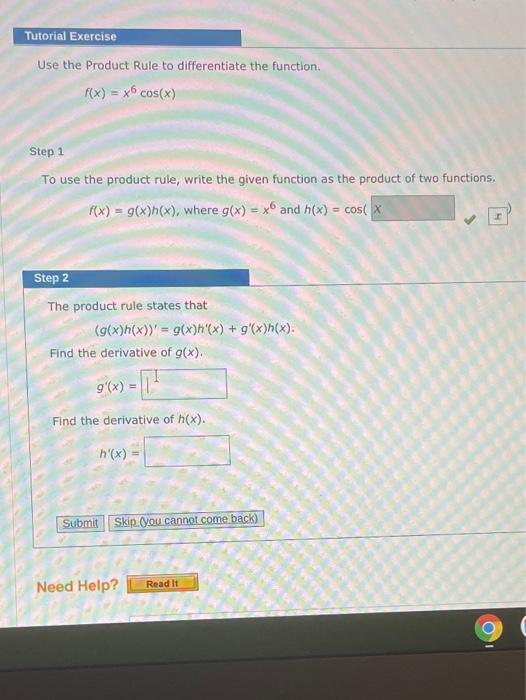 Solved Tutorial Exercise Use the Product Rule to | Chegg.com