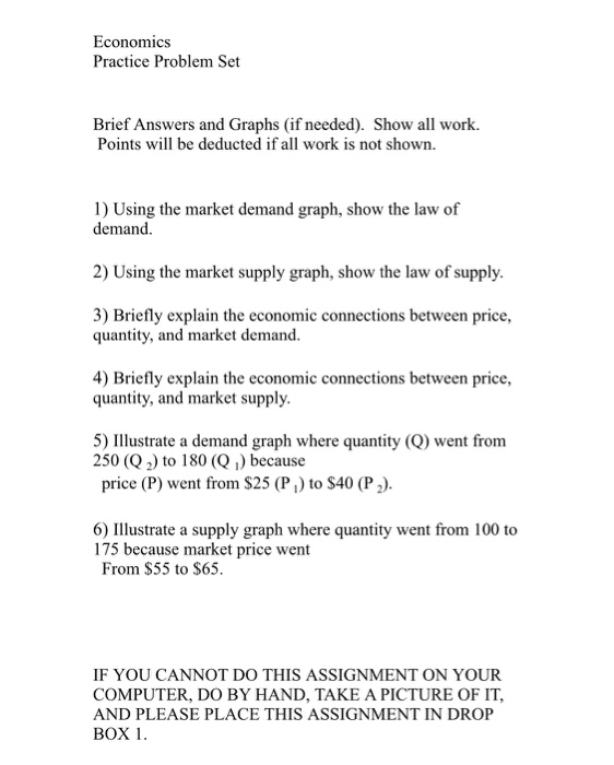 Solved Economics Practice Problem Set Brief Answers and | Chegg.com