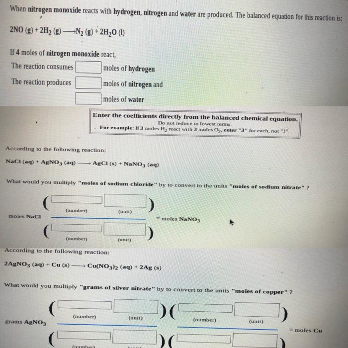 Solved When nitrogen monoxide reacts with hydrogen, nitrogen | Chegg.com