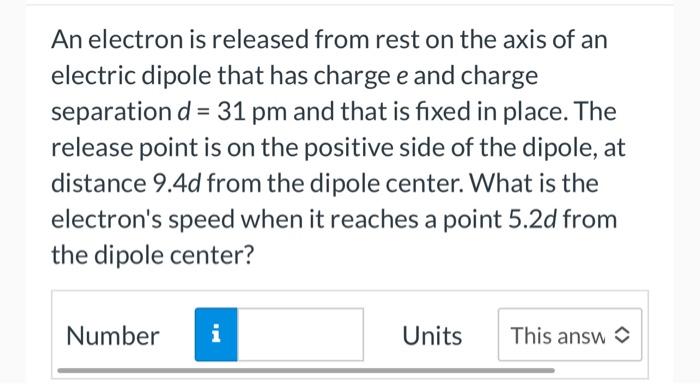 Solved An electron is released from rest on the axis of an | Chegg.com