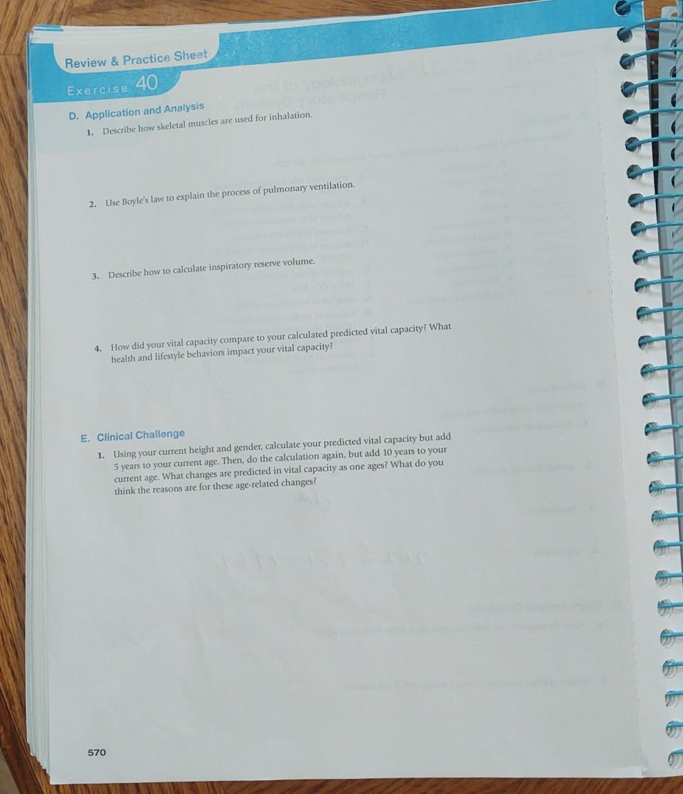 Solved Review & Practice Sheet Exercise 40 D. Application | Chegg.com