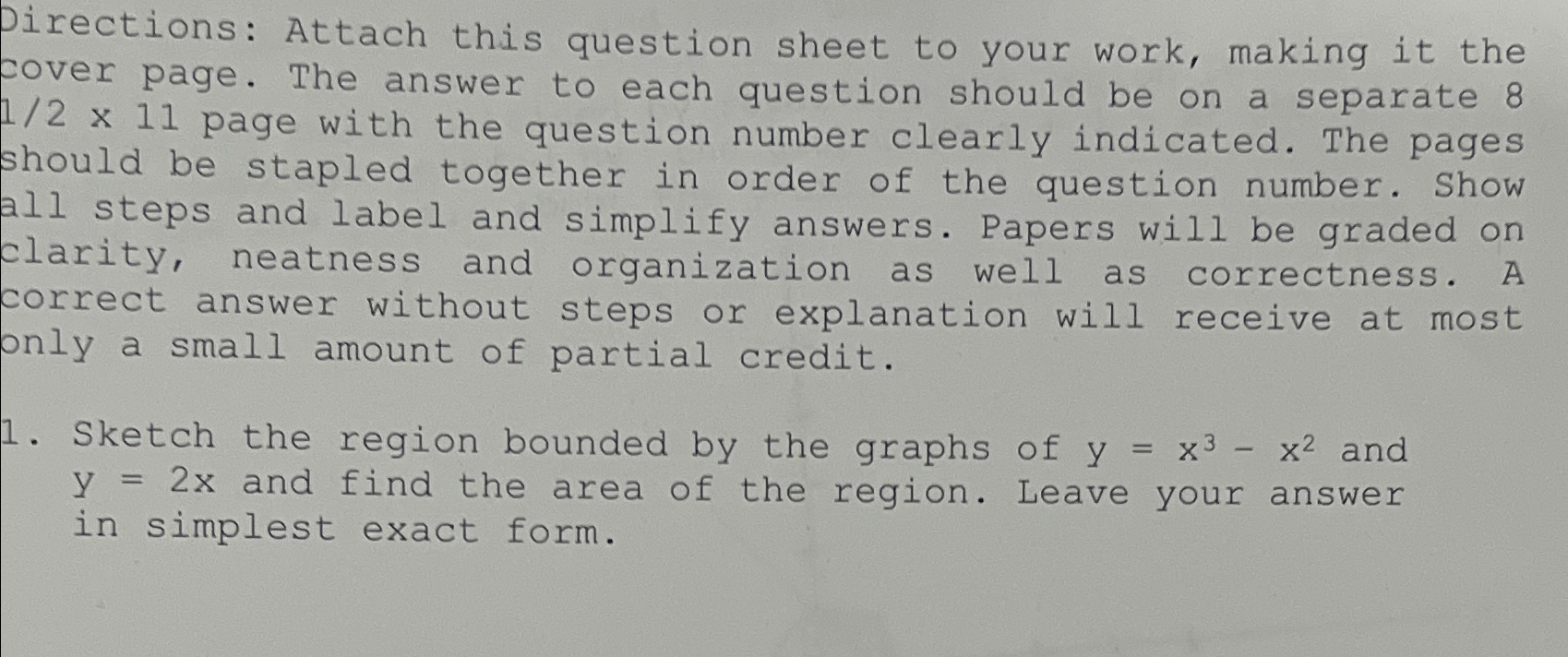 Solved Directions: Attach this question sheet to your work, | Chegg.com